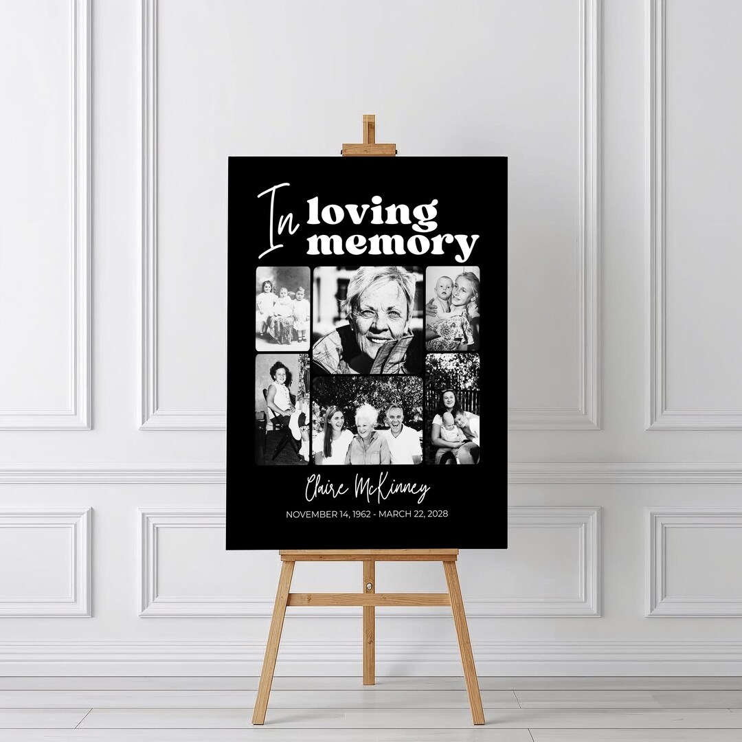 Editable in Loving Memory Photo Funeral Celebration of Life Collage ...