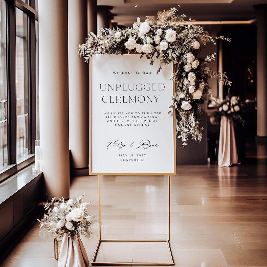 Unplugged Ceremony Wedding DIY Sign Canva, Classic, Digital Download ...