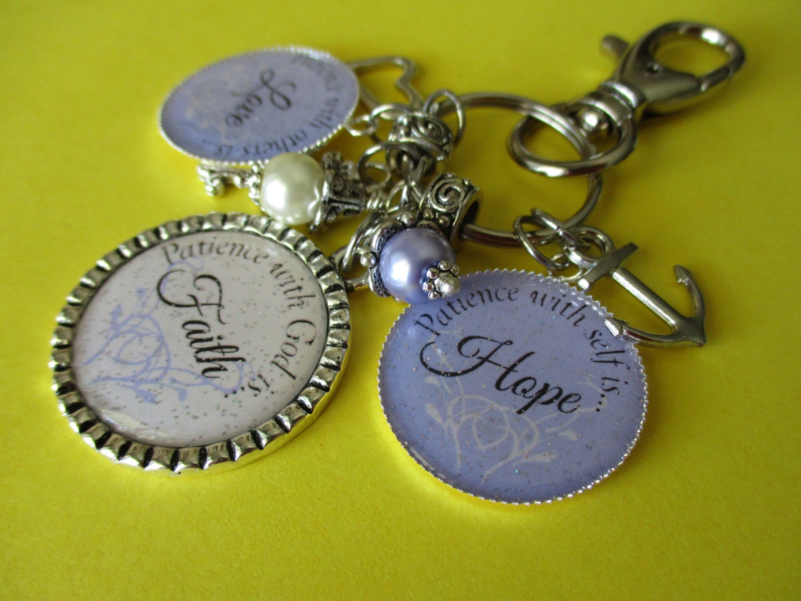 Love Hope Faith Purse Charm Key Chain Patience with Others | Etsy