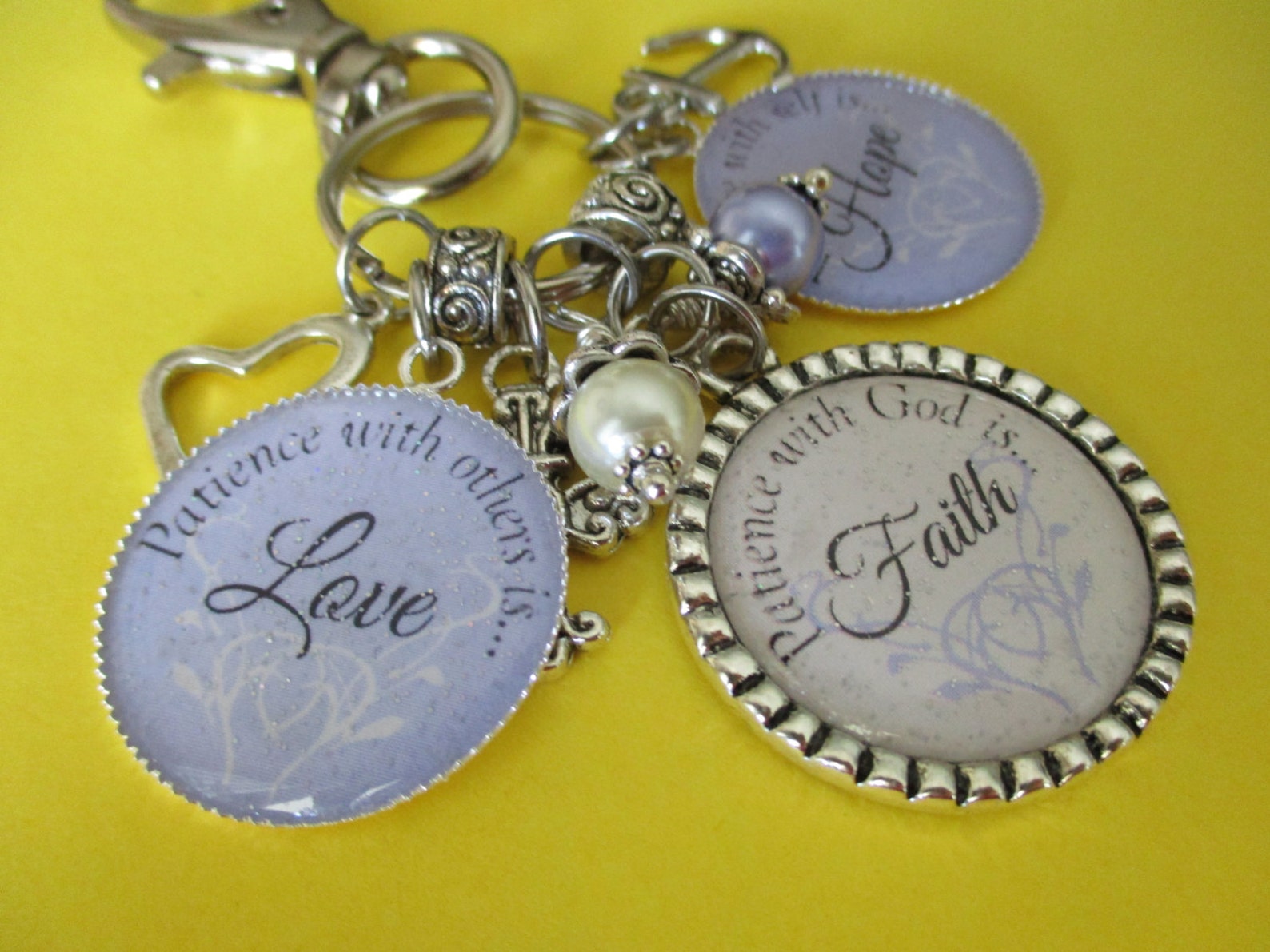 Love Hope Faith Purse Charm Key Chain Patience with Others | Etsy