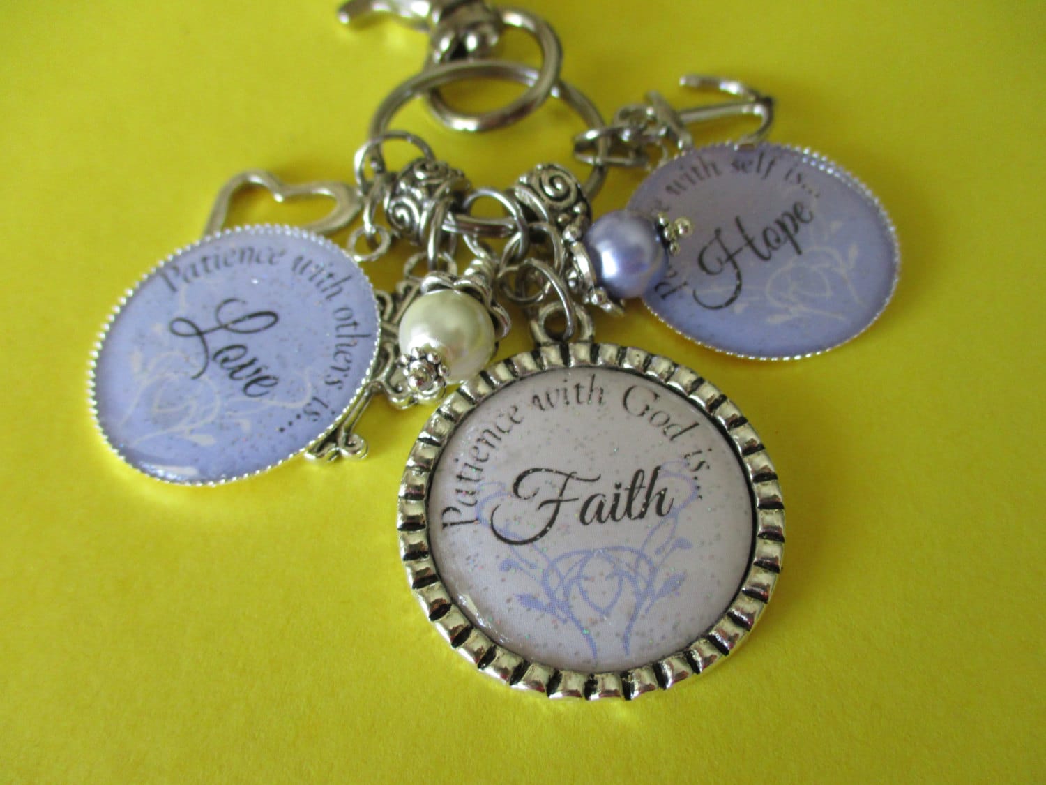 Love Hope Faith Purse Charm Key Chain Patience with Others | Etsy