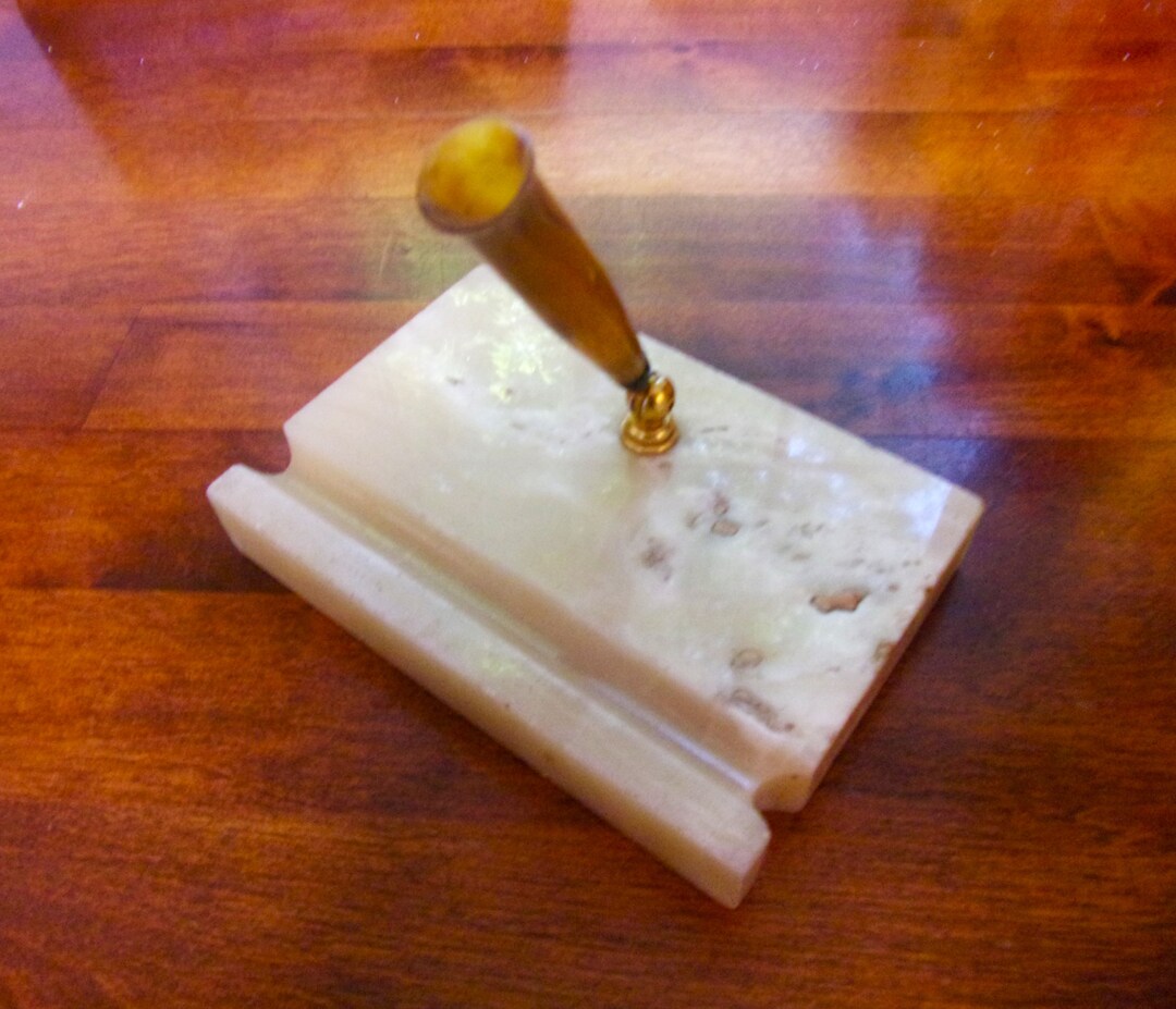 Vintage Marble Pen Holder Made in Italy Mid Century Desk - Etsy