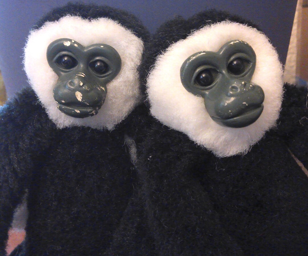 Lot of 2 Plush Monkeys Wild Republic 12" Black and White W/velcro Pads ...