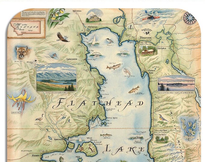 Flathead Lake Map Serving Tray Map Gifts for Sailor Traveler - Etsy