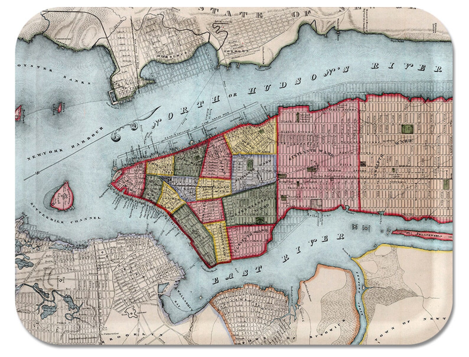 Manhattan 1840 Map Tray 16 1/2"x12 1/2" - Etsy