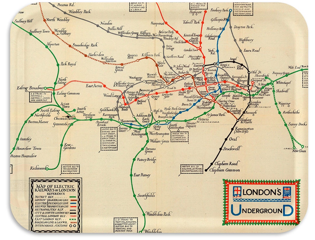 London Underground 1922 16.5"x12.5" Tray - Etsy