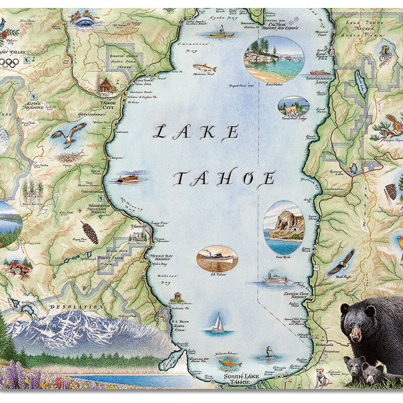 Lake Tahoe Wood Map - Etsy