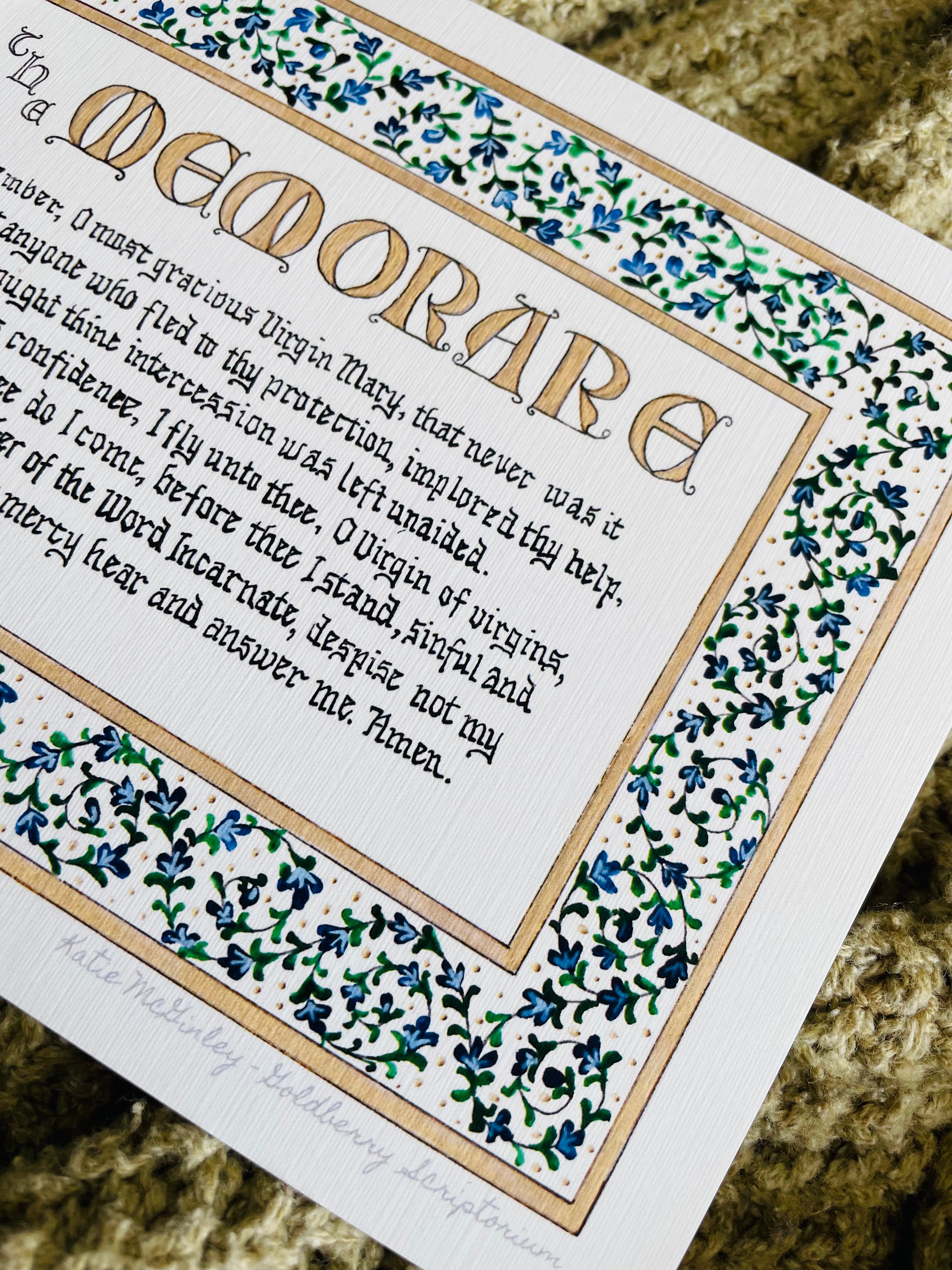 Memorare Prayer Print, Mary, Marian, Floral, Our Lady, Catholic ...