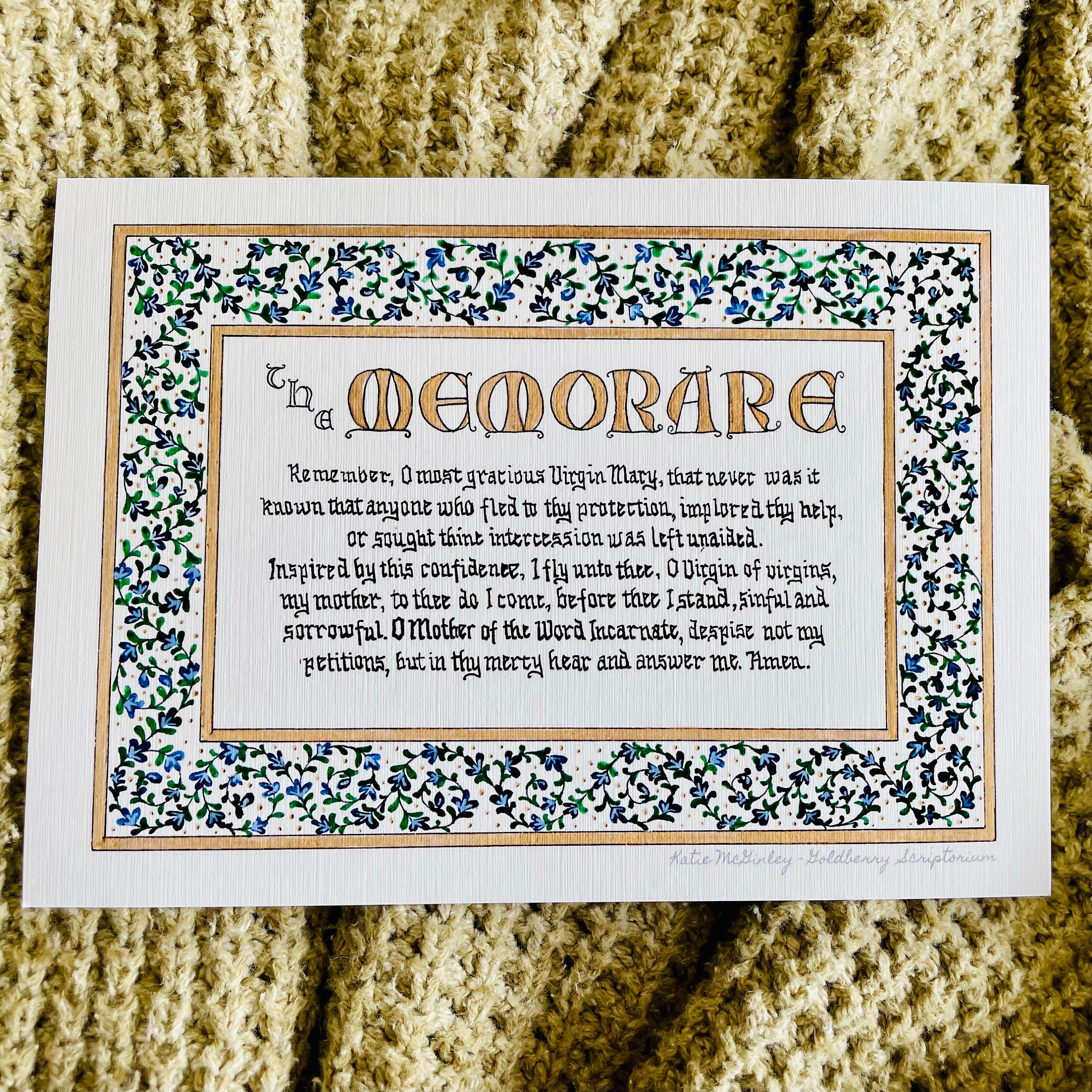 Memorare Prayer Print, Mary, Marian, Floral, Our Lady, Catholic ...