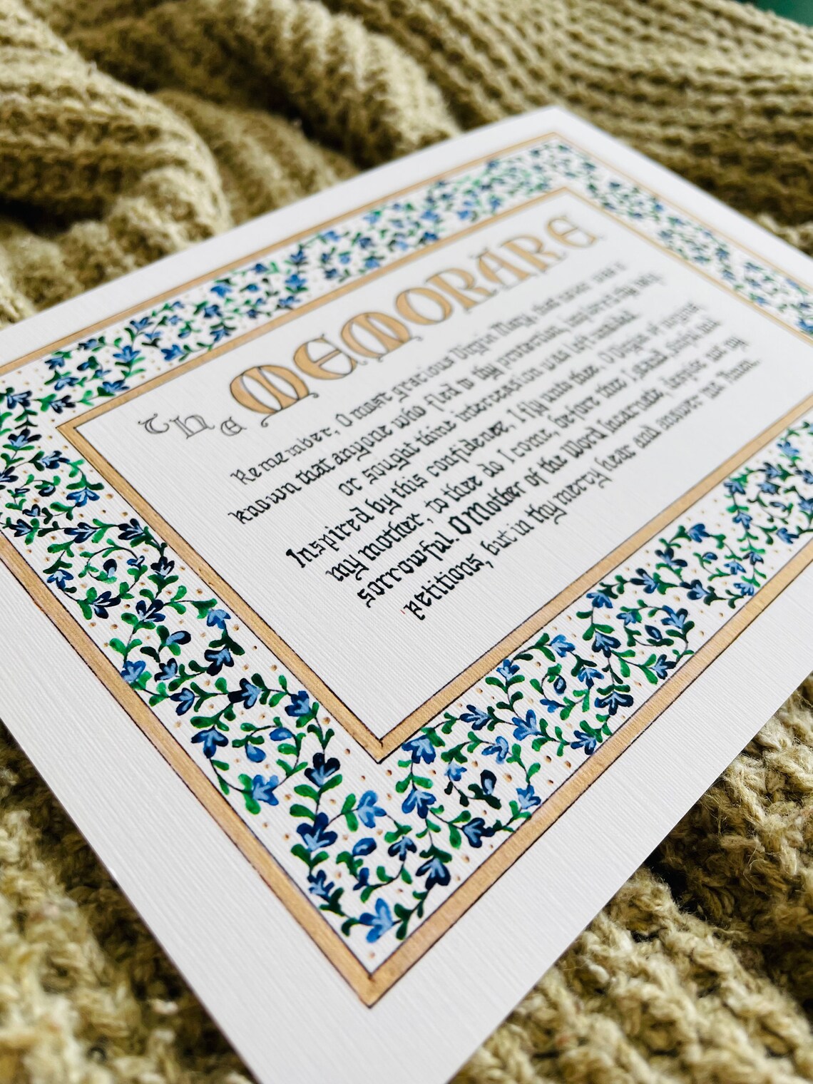Memorare Prayer Print, Mary, Marian, Floral, Our Lady, Catholic ...