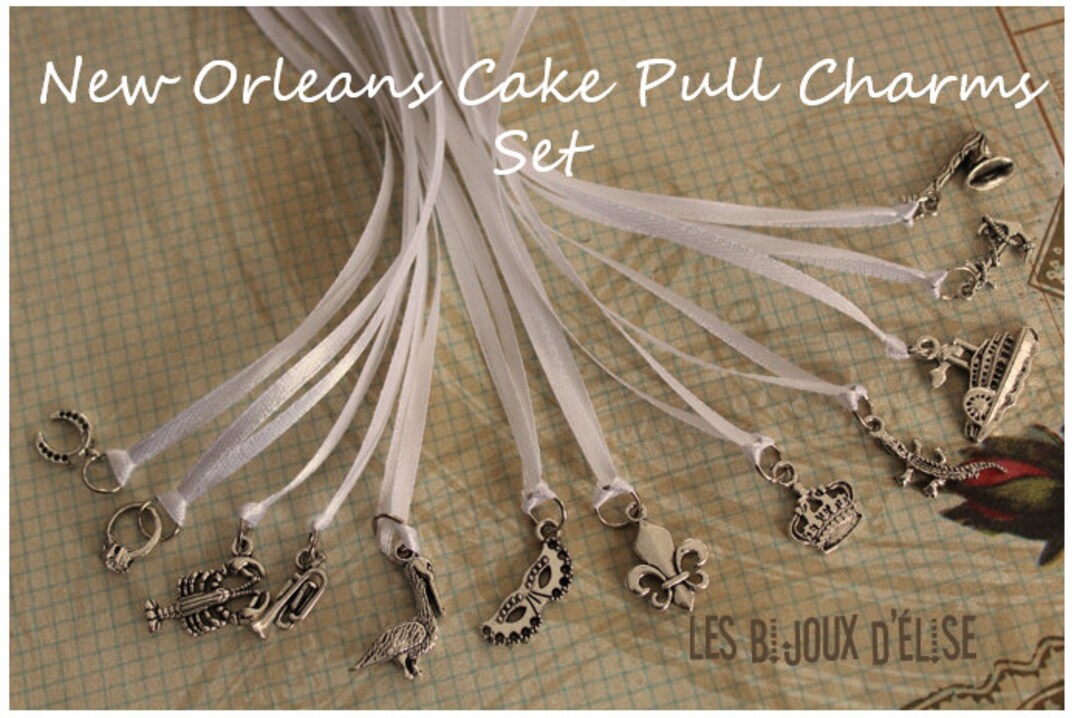 12 Pcs New Orleans Wedding Cake Pull Charms Set - Ribbons (CP01-CP02 ...