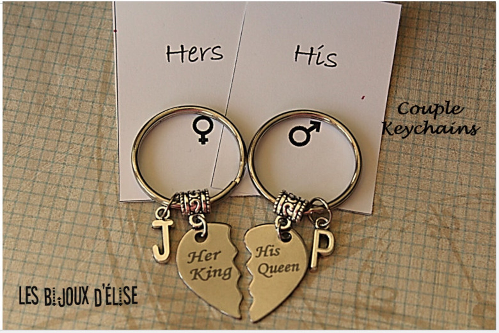 Set of 2 Couple Her King His Queen Keychains His and Hers Key Rings ...