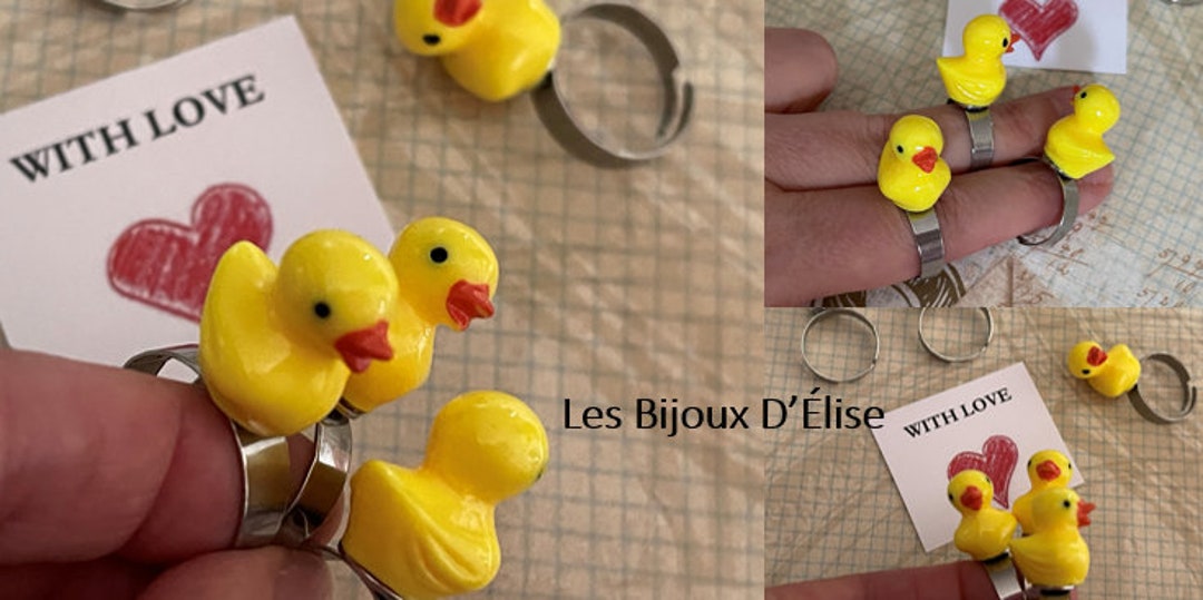 Duck Ring Yellow Duck or White Rabbit Ring Stainless Steel (BAG02) - Etsy