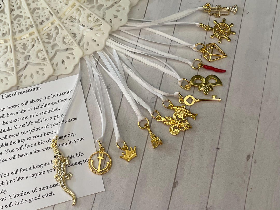 10 or 12 Pcs New Orleans Gold Wedding Cake Pull Charms NOLA Cake Pull ...