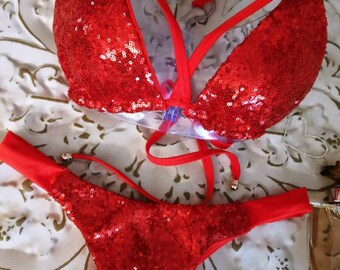 Red Sequin Bikini Sports Illustrated Swimsuit Cynababy - Etsy