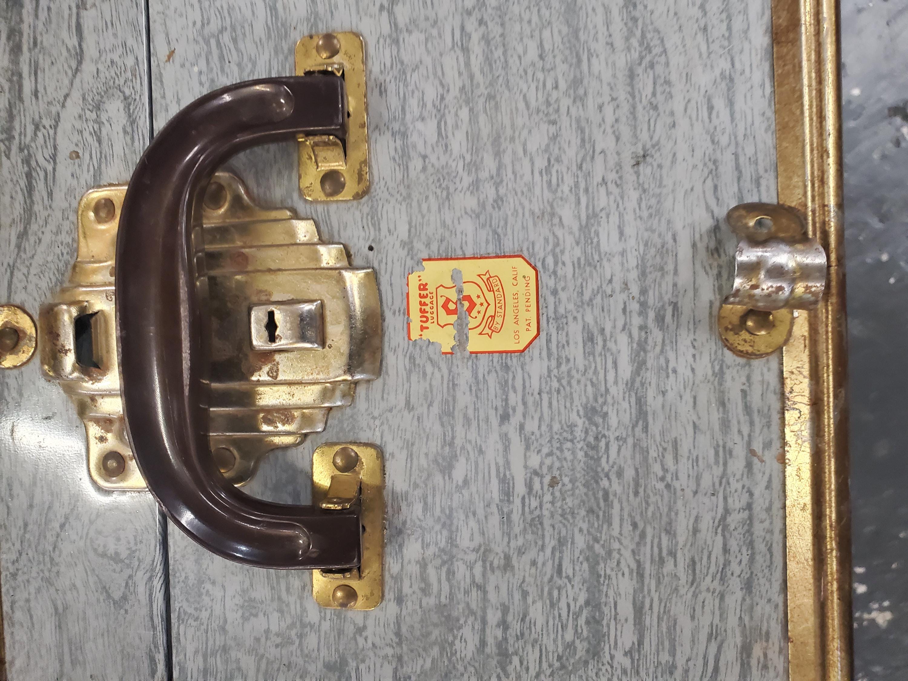 1950's Tuffer Gray Graniteware and Metal, Rectangular Foot Locker ...