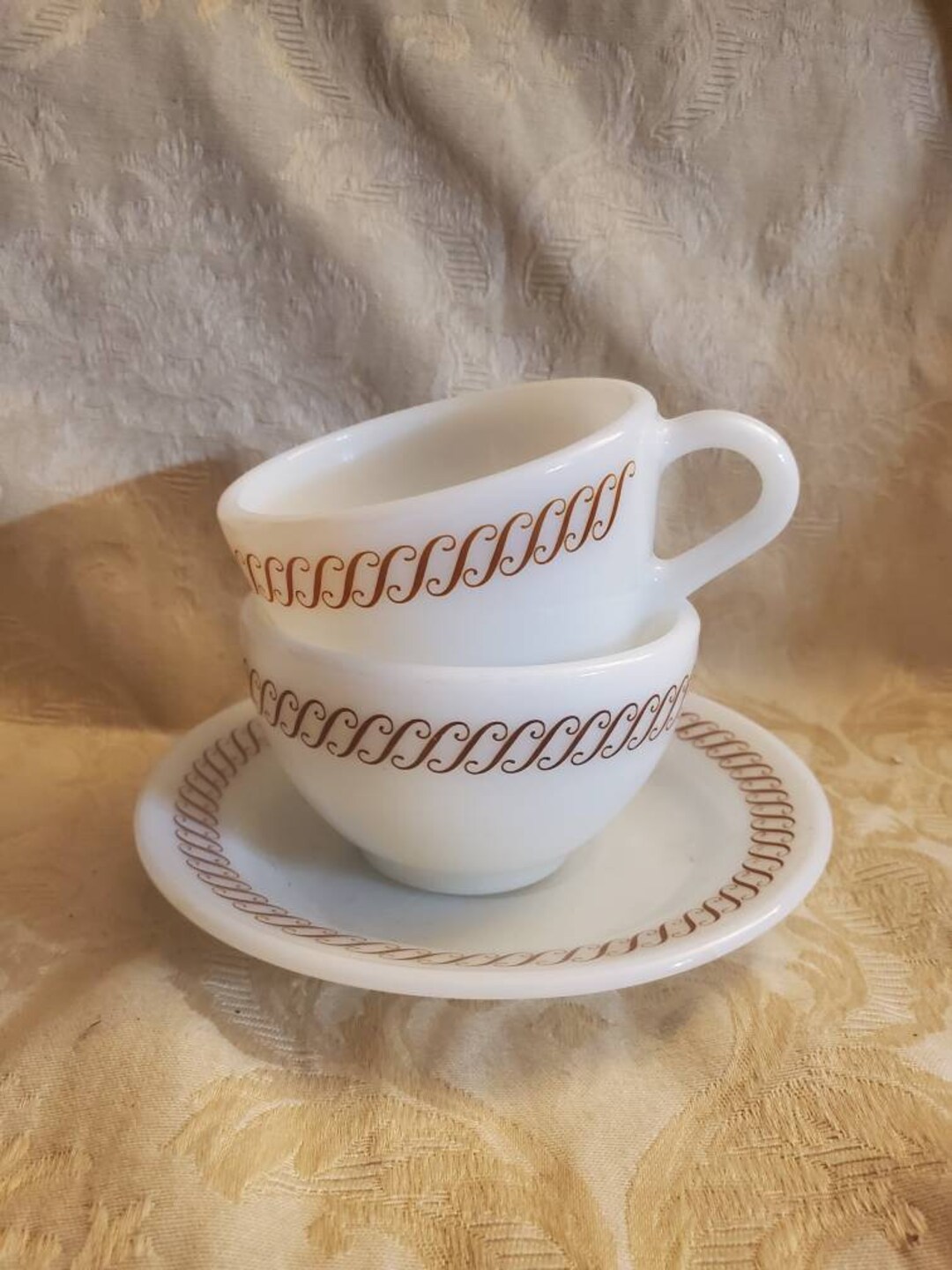 Pyrex Brand Tableware by Corning, Teacup, Coffee Cup and Saucer, White ...