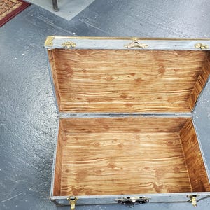 1950's Tuffer Gray Graniteware and Metal, Rectangular Foot Locker ...