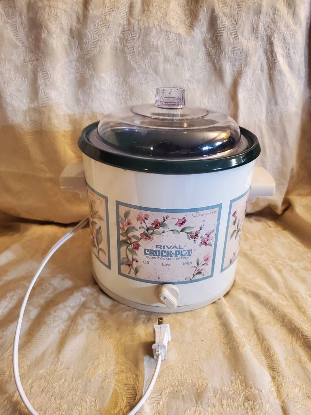 Working, Vintage Rival Slow Cooker Crock Pot With Herb Design ...