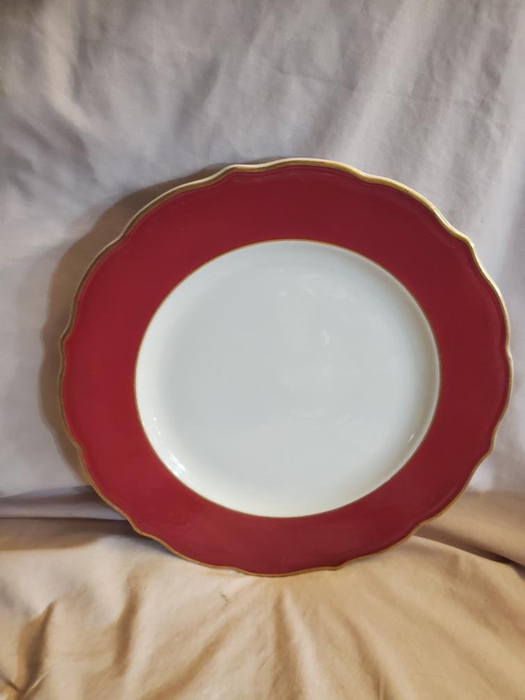 Syracuse China Maroon and White With Gold Rim Restaurant Ware, 10.50 ...