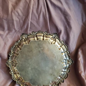 WM Rogers, Aged English Shell, 13.25 Inch Round Silver Plated Platter ...