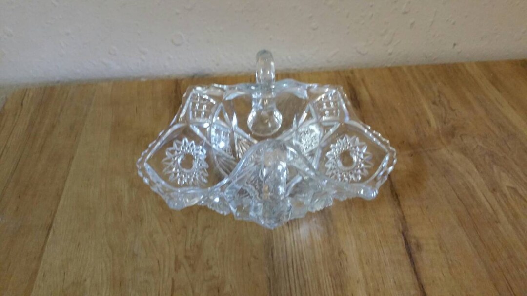 EAPG, Mckee Glass, Pre-cut Glass Basket, Clear Glass With Star Design ...
