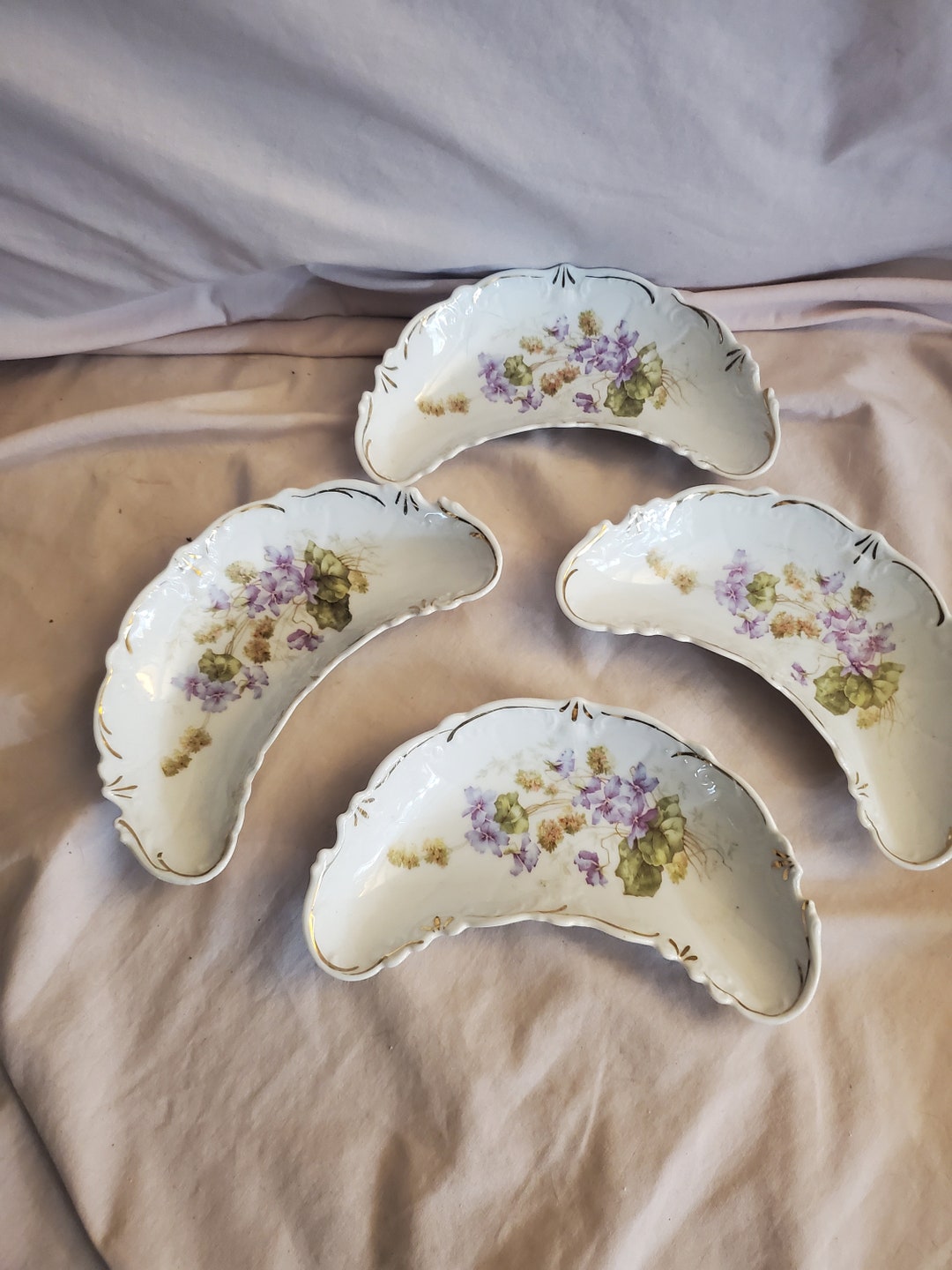 Made in Germany Victorian Cresent Moon Serving Dishes With Purple ...