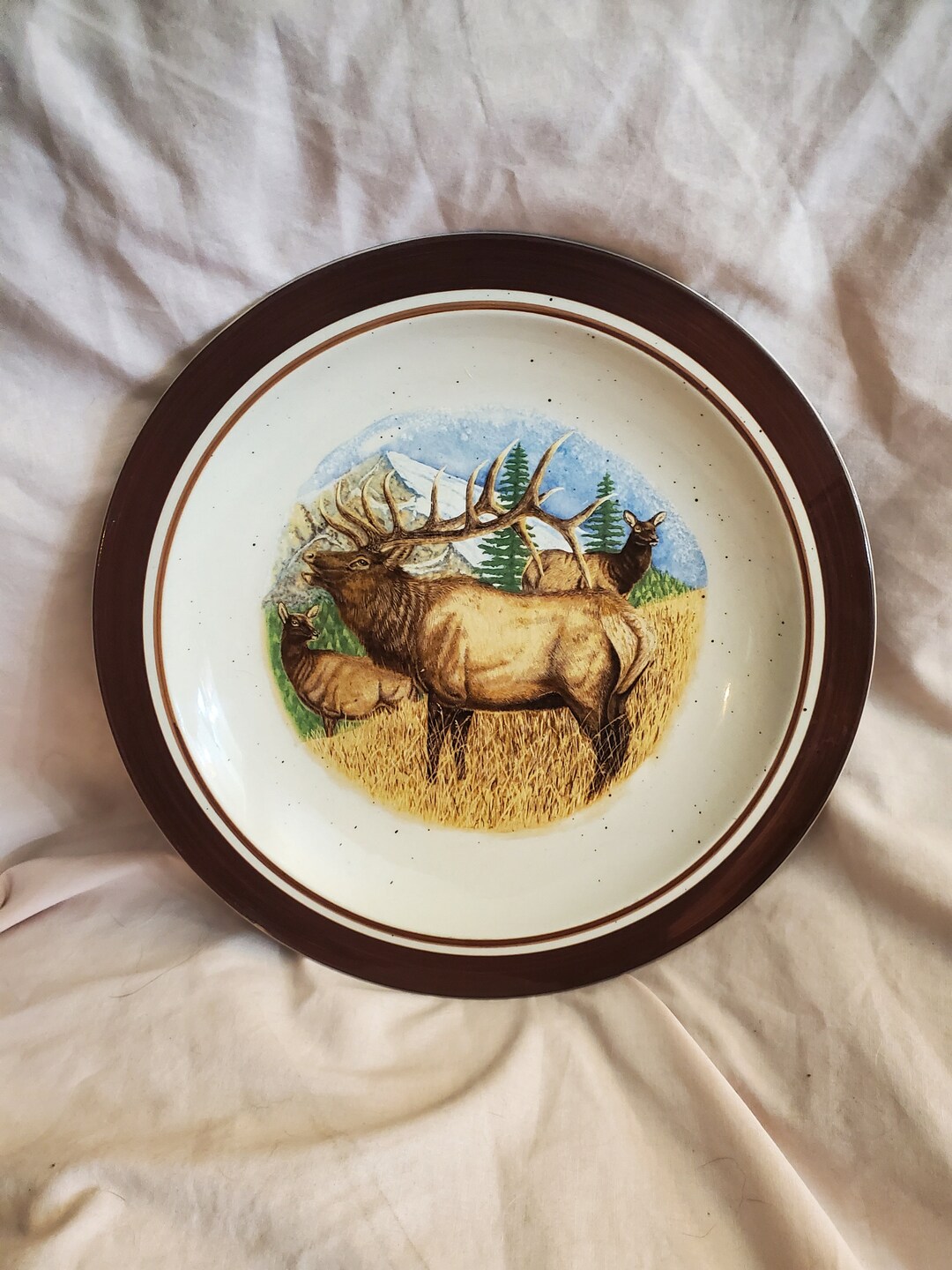 Folkcraft Stoneware Bugling Elk 11 Inch Dinner Plate Brown - Etsy