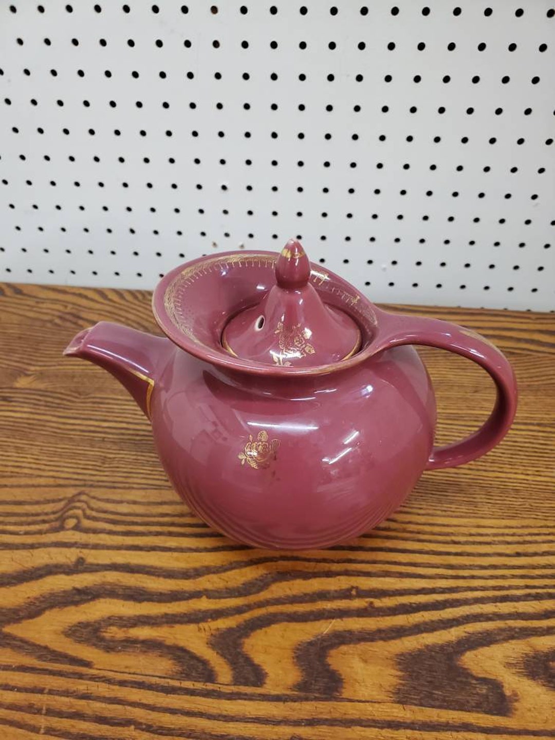 Hall Superior China Maroon and Gold Flowers, Windshield Style, Tea Pot ...