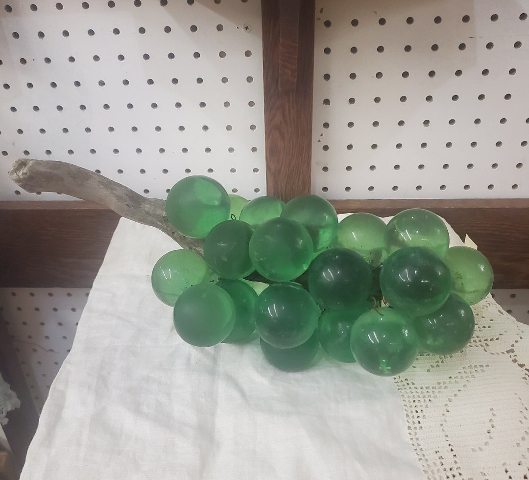 Green Decorative Lucite Grape Cluster With Wooden Stem Table ...