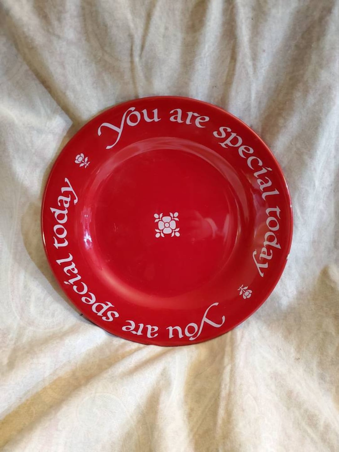 Rare Find, the Original Red Plate Company, 10.30 Inch Red and White ...