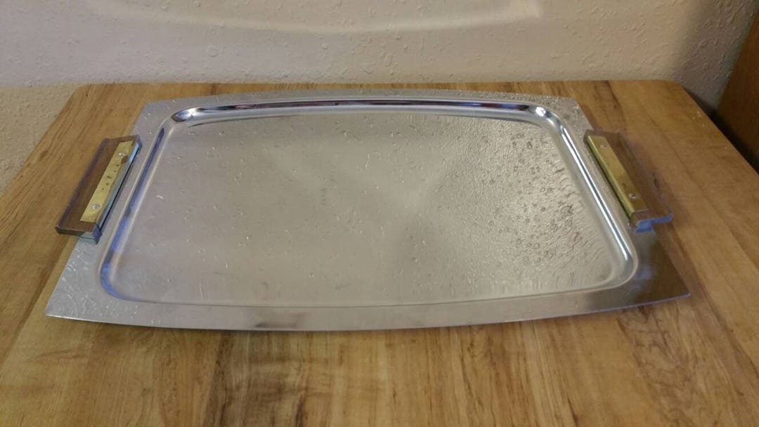 Large Rectangular Kromex With Wood Handles Serving Platter 1970s ...