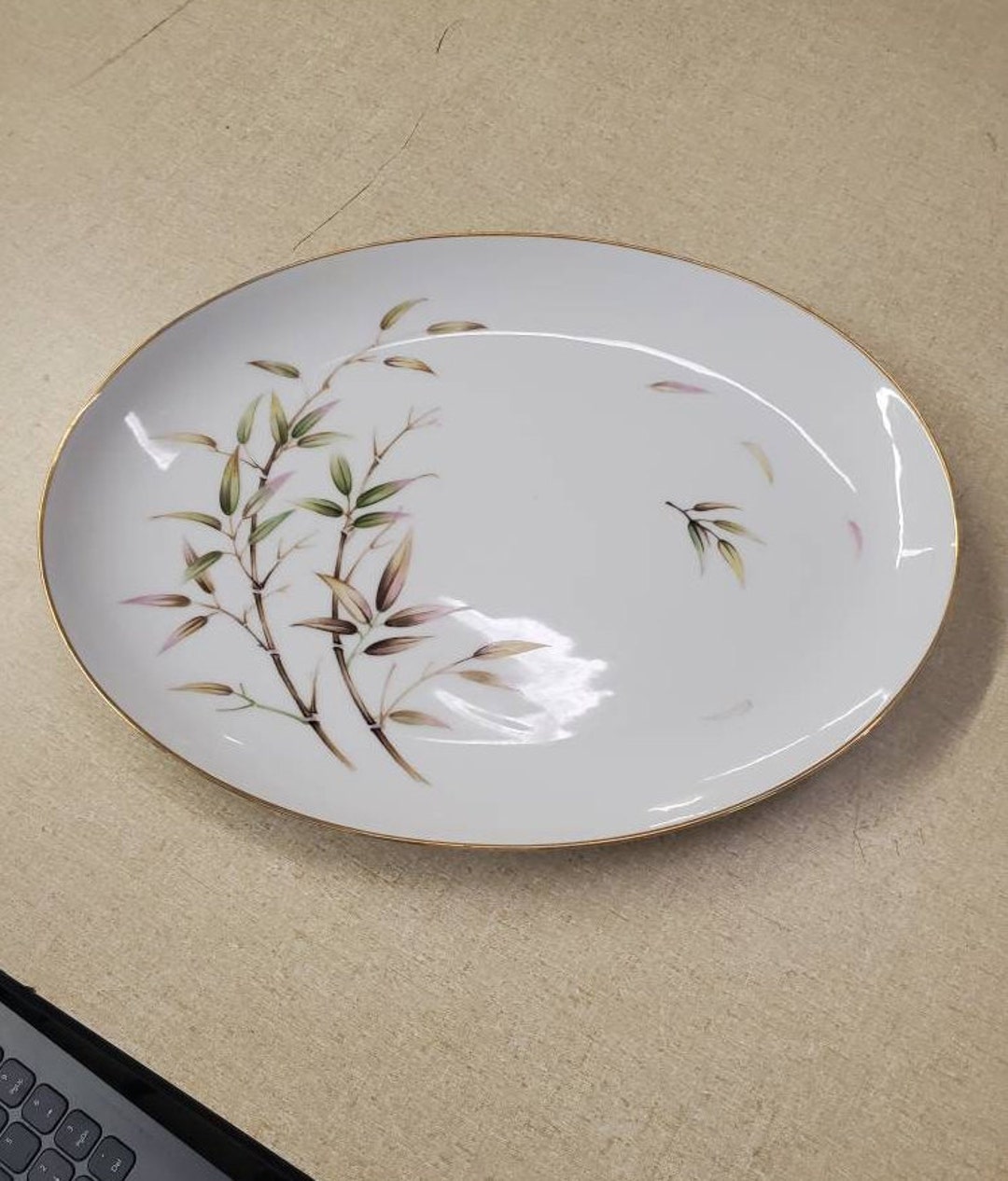 Modar, Fine China, 14 Inch Oval Porcelain Serving Platter, 7709, Green ...