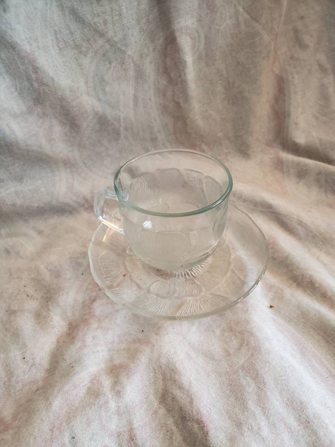 Arcoroc Glass, Fleur Pattern, Single Cup and Saucer, Made in France ...