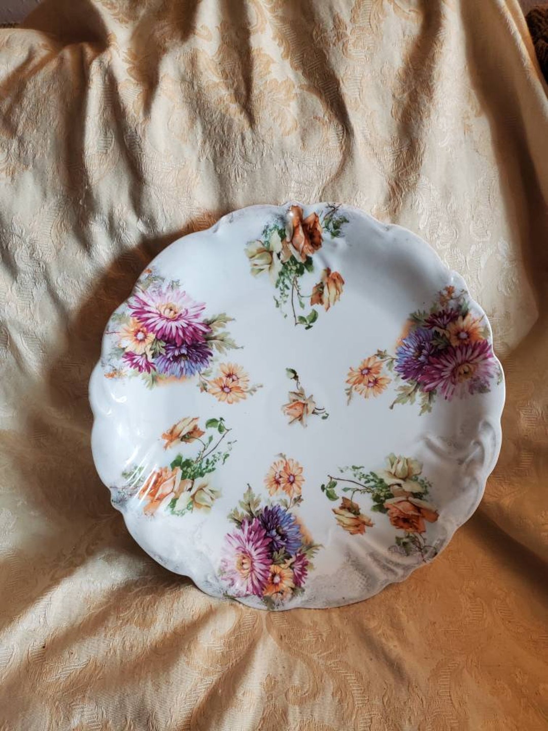 Prov Saxe, E.S Germany, White 12.5 Inch Platter With Floral Design ...