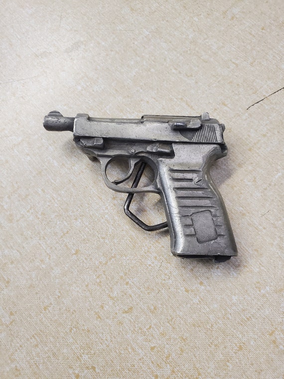 1979 Indiana Metal Craft, Pistol Gun, Pewter Belt Buc… - Gem