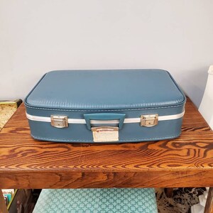 Medium Sized, Hard Sided Blue Suitcase, Home Decor, Vintage Wedding Box ...