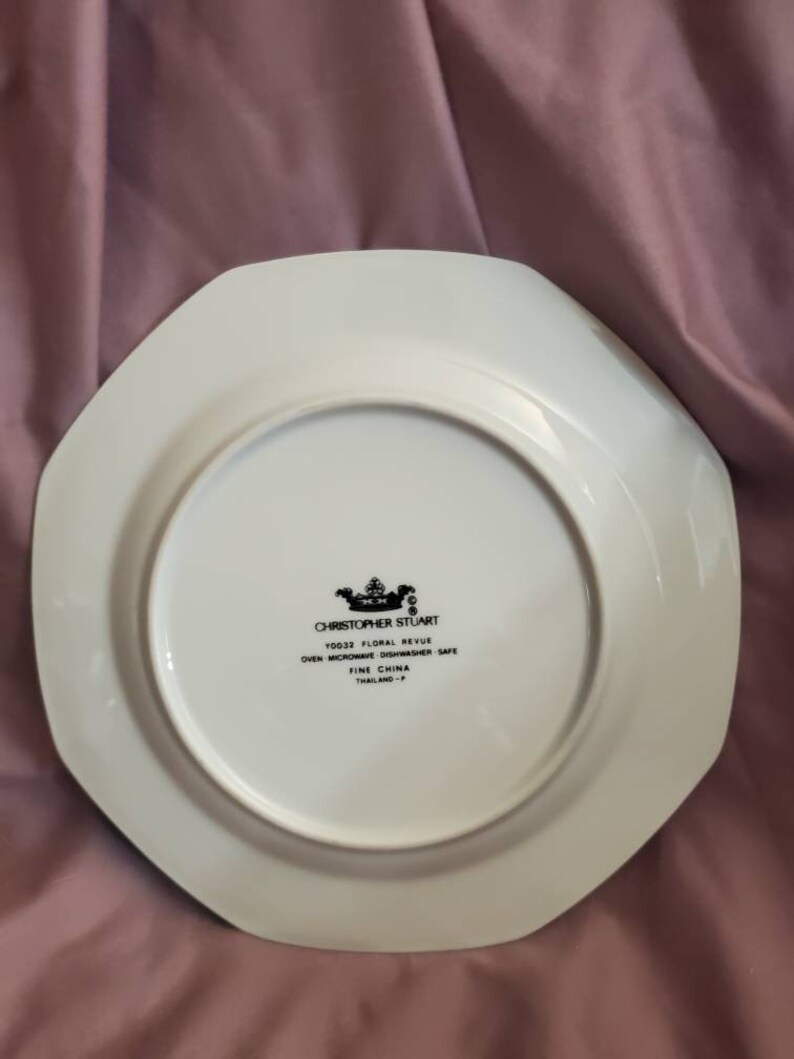 Christopher Stuart, Floral Revue, 8 Inch Salad or Dessert Plate, Blue ...