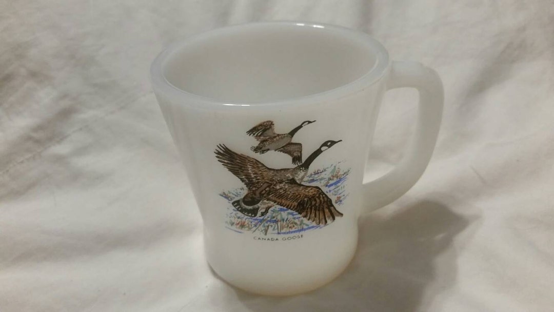 Fire King Collectible Milk Glass Canada Goose Mug Vintage Kitchen Made ...