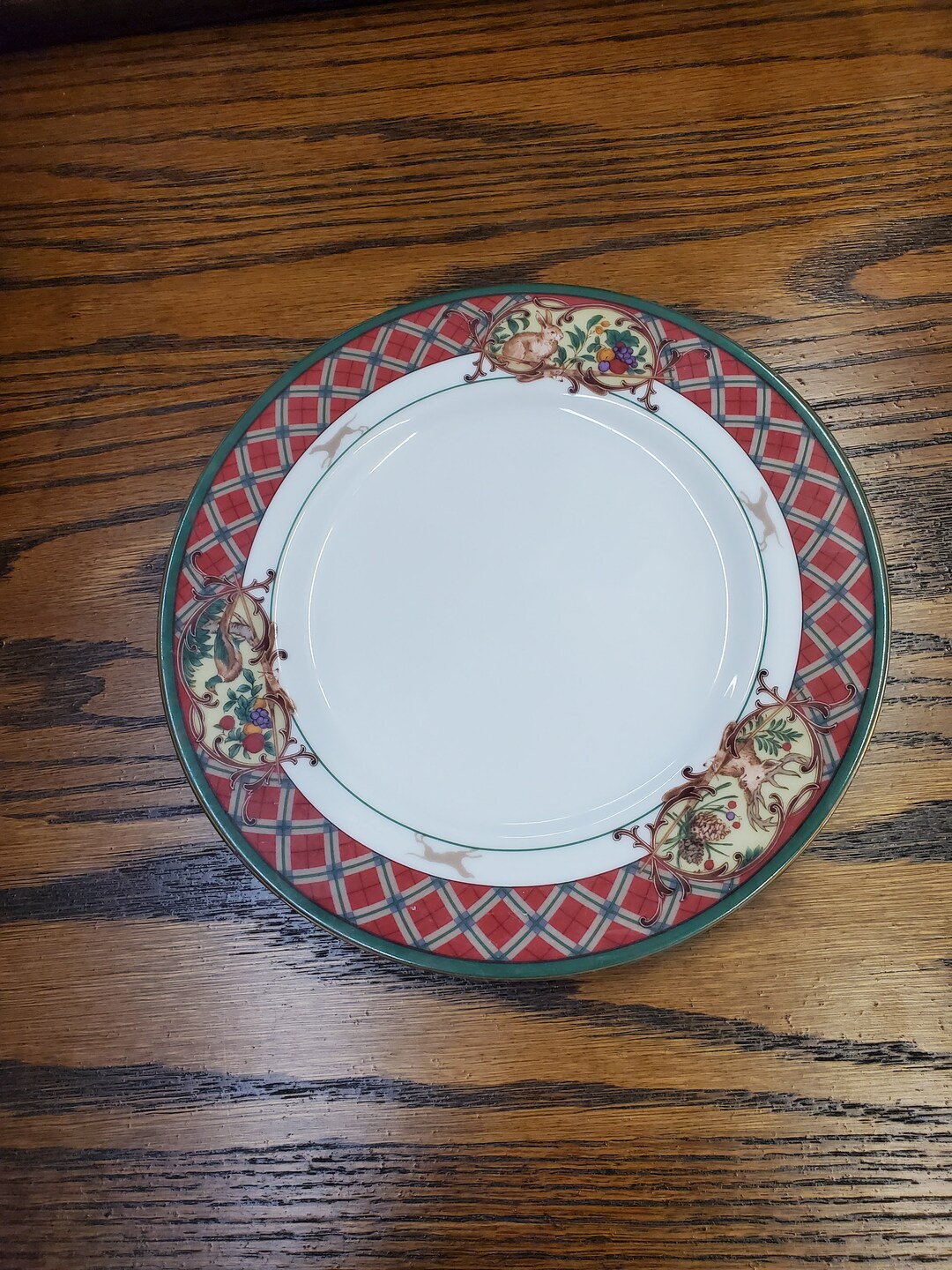 Noritake Royal Hunt, 8.25 Inch Salad or Dessert Plate, Green Band ...