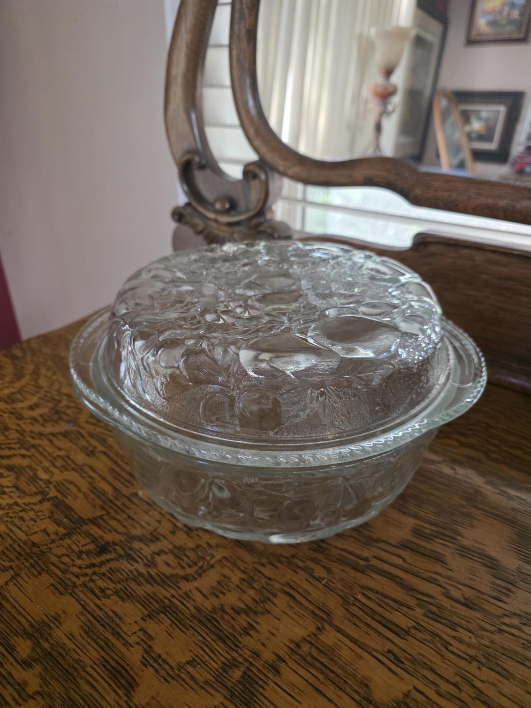 Libbey Glass, Clear Glass Fruit Orchard Large Casserole Dish With Lid ...