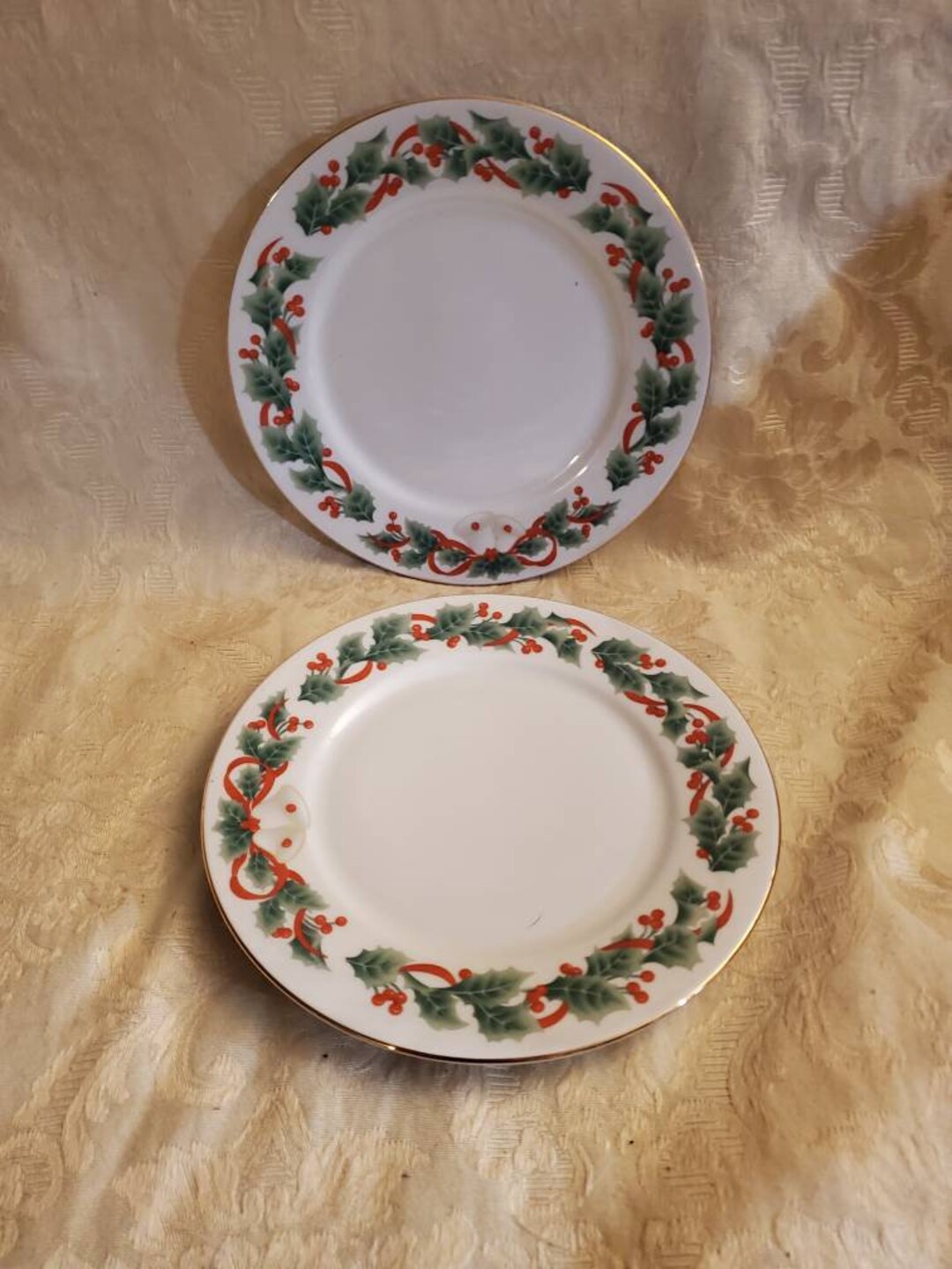 Set of 2, Noel Pattern, Sango Fine China, 7.5 Inch Salad Plates With ...