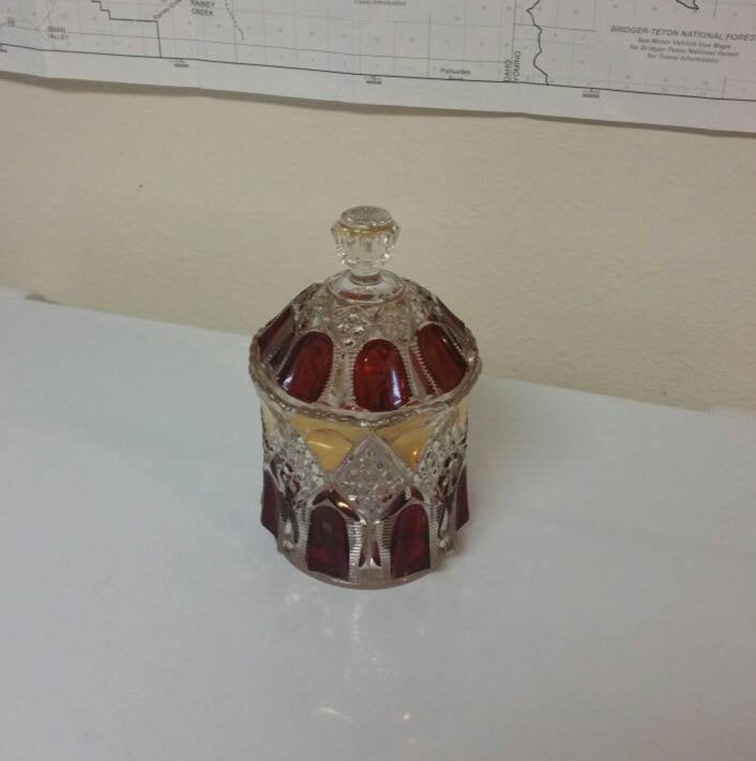 Rare Find, Westmoreland Glass Ruby Flash With Gold Highlights, Vertical ...