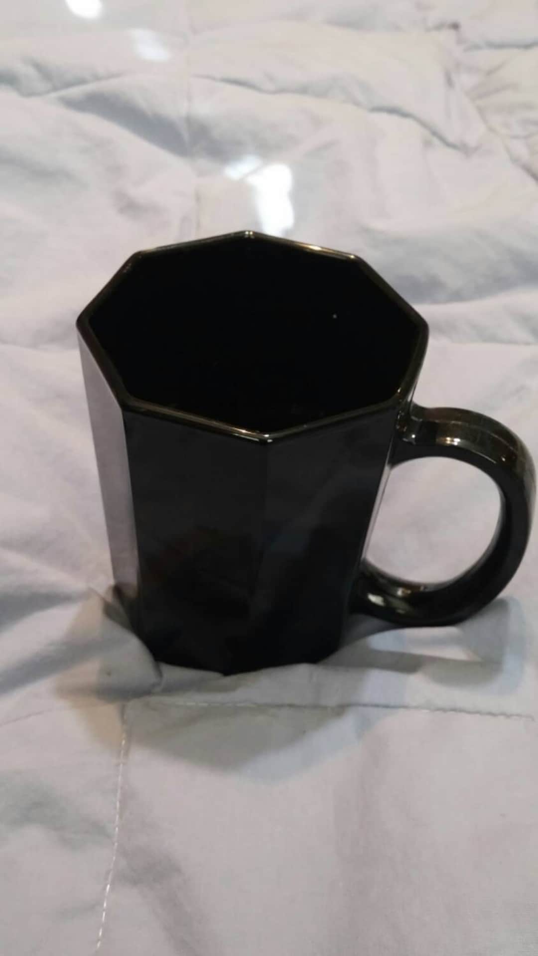 Collectible French Black Arcoroc Octagon Glass Coffee Cup and Mug ...
