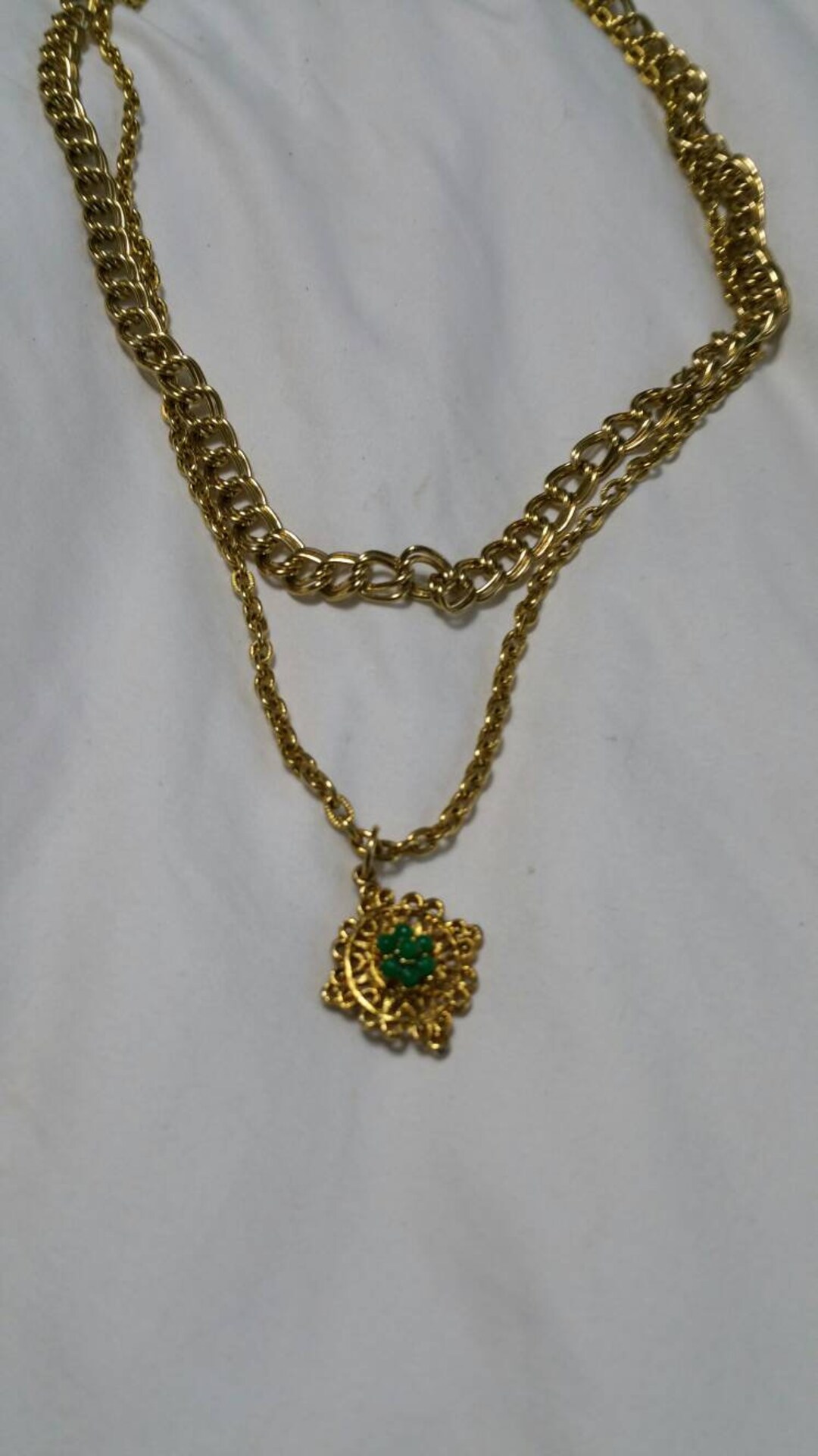 Gold Toned Dual Strand, Double Curb Chain and Cable Chain, 23 Inch ...