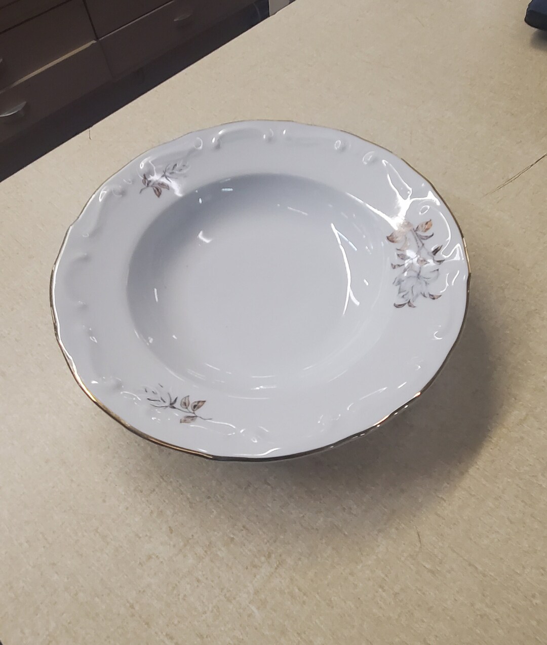 Made in Bulgaria, Izida, Gray Rose and Brown Leaves, 8.50 Inch Large ...
