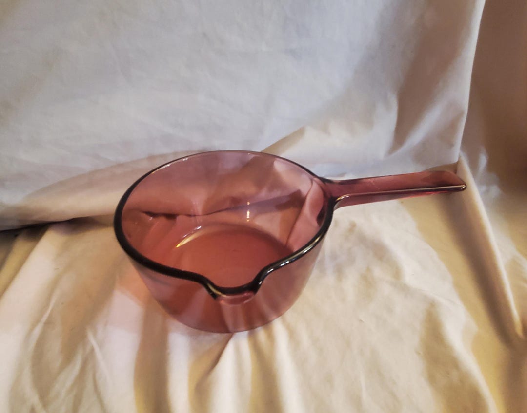 Corning Ware Visions 1 Liter Glass Cranberry Dish or Stock Pot With Lid ...