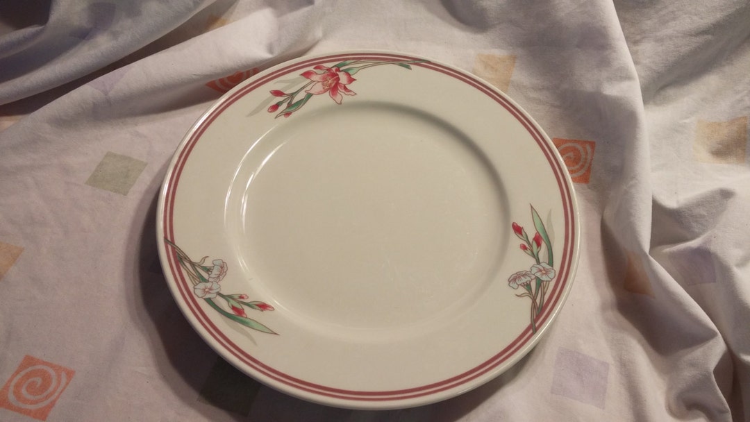 On Sale Large Rego China 12 Inch Round Serving Platter With Pink and ...