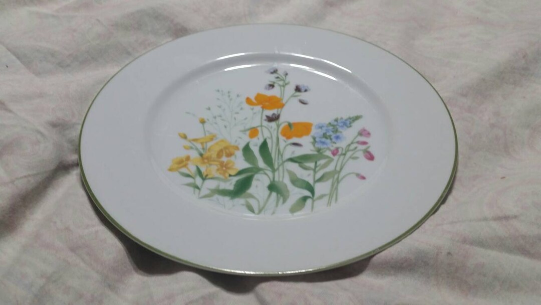 Crescent China 10 Inch Porcelain Dinner Plate Tara Design With Yellow ...