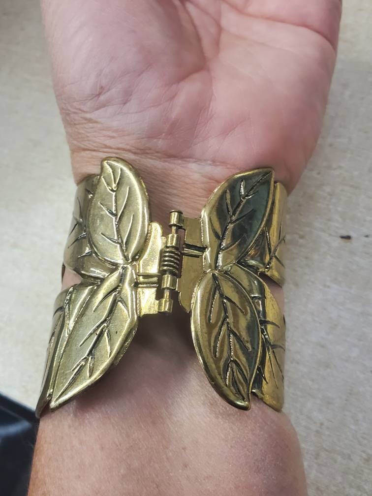 Floral Design, Gold Toned, Wide, Leaf Design, Alloy Metal, Spring ...